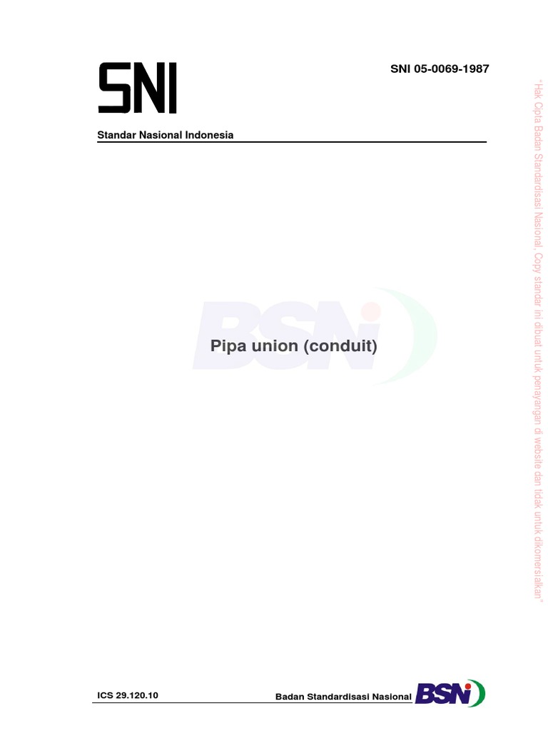 SNI 05-0069-1987 Pipa Union Conduit | PDF