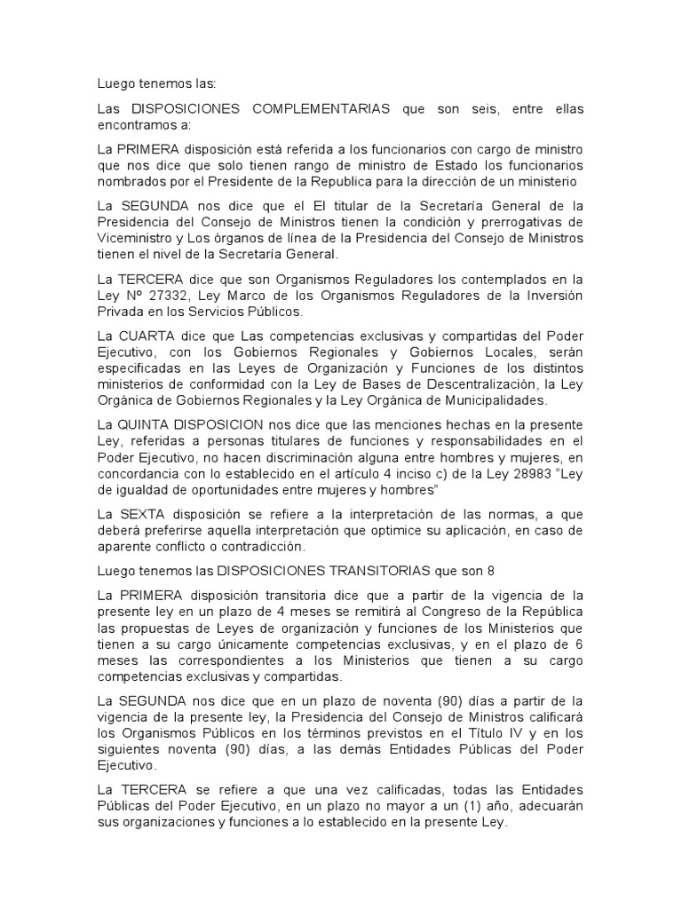 Disposiciones Complementarias, Transitorias | PDF | Ministerio (Departamento de Gobierno ...