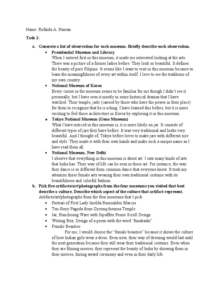Task 1 Pdf Museum