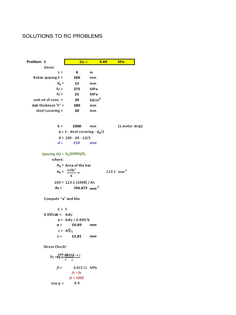 Solutions To RC Probs | Download Free PDF | Continuum Mechanics | Civil ...