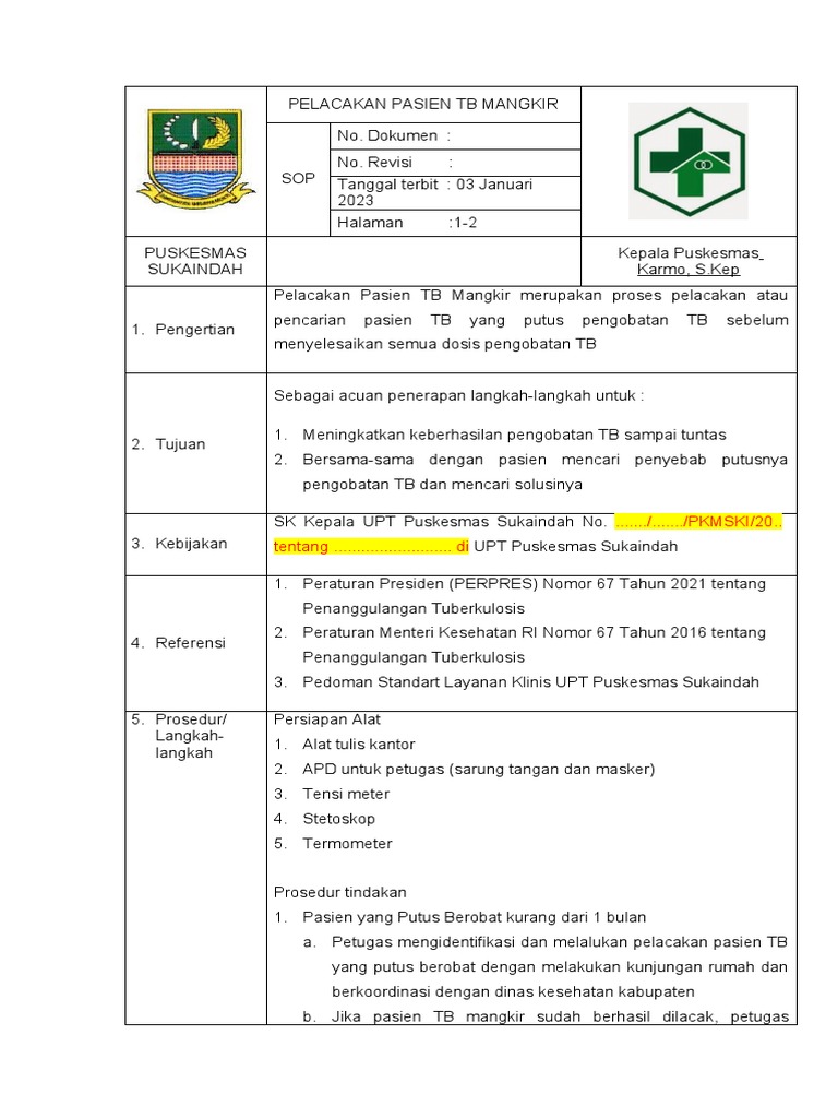 Sop Pelacakan Pasien TB Mangkir | PDF