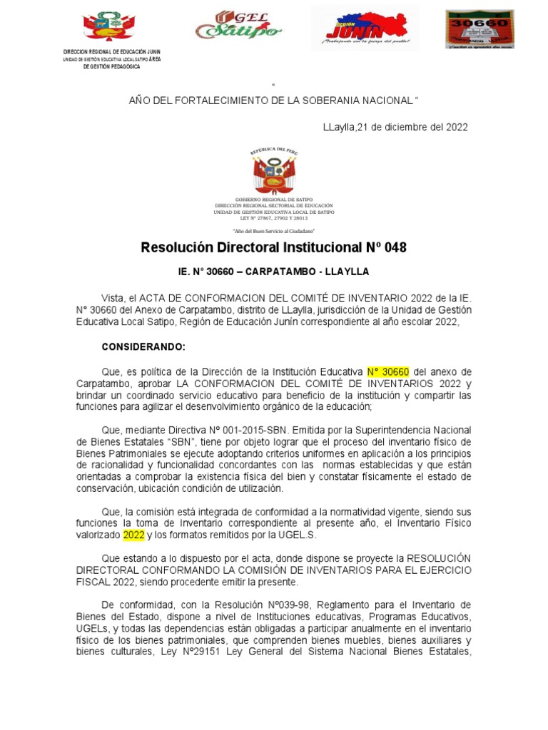 Toma-De-Inventario Ie. #30660 - Carpatambo | PDF | Ciencias Políticas