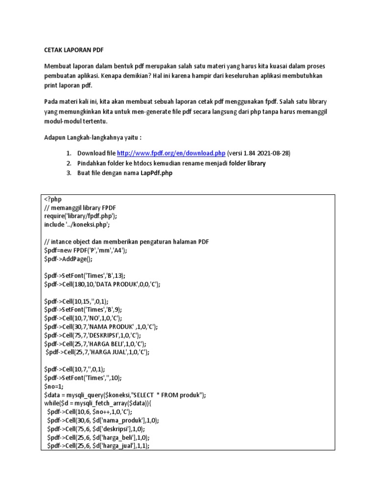 CETAK LAPORAN Dan EXPORT TO EXCEL | PDF