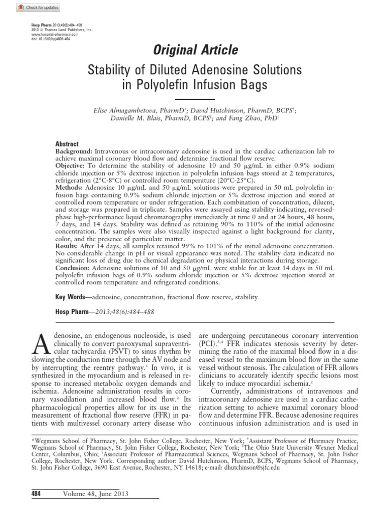 Stability of Undiluted and Diluted Adenosine | PDF | High Performance ...