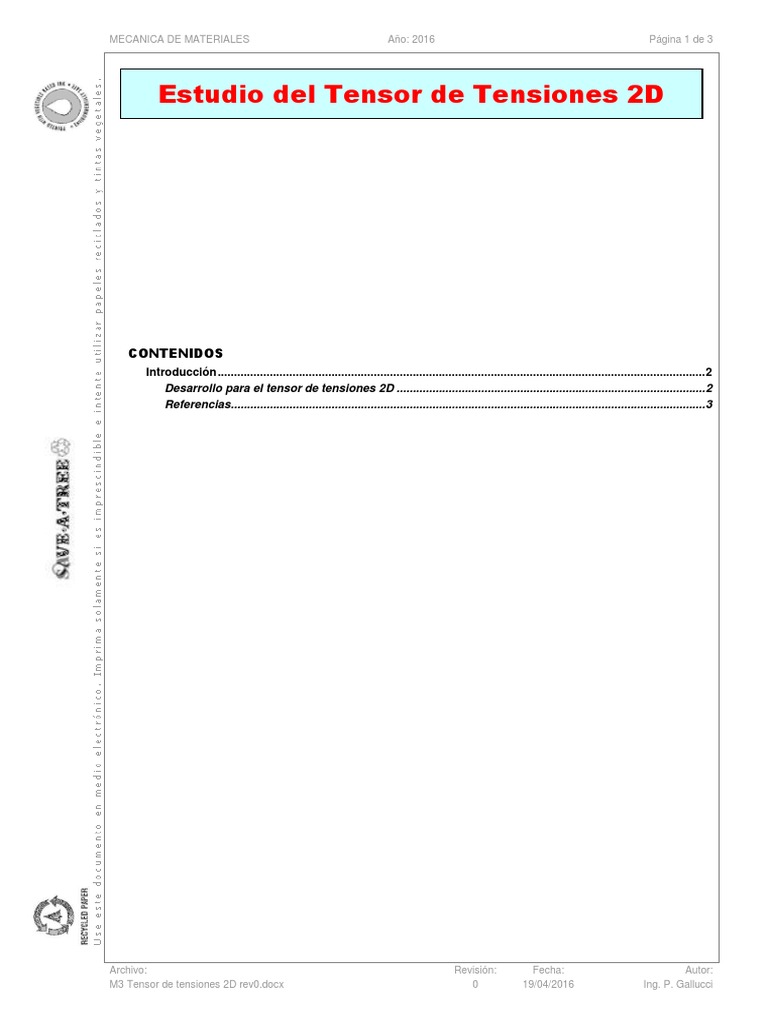 M3 Tensor de Tensiones 2D Rev0 | PDF | Estrés (Mecánica) | Vector ...