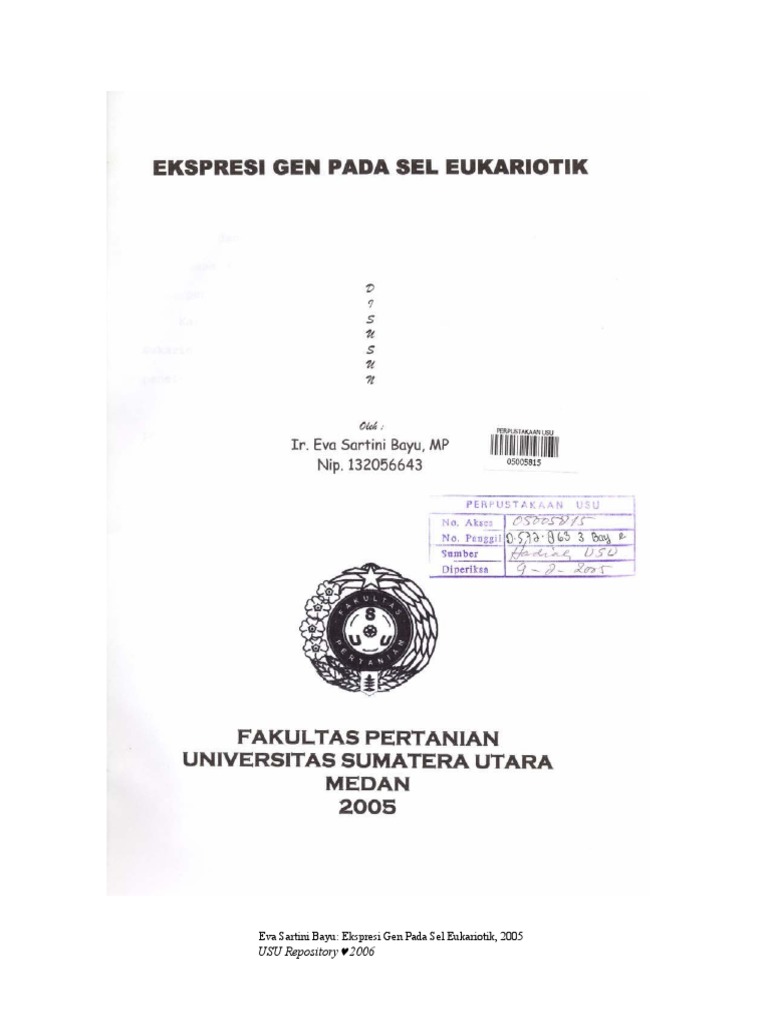 USU Repository 2006: Eva Sartini Bayu: Ekspresi Gen Pada Sel Eukariotik, 2005 | PDF