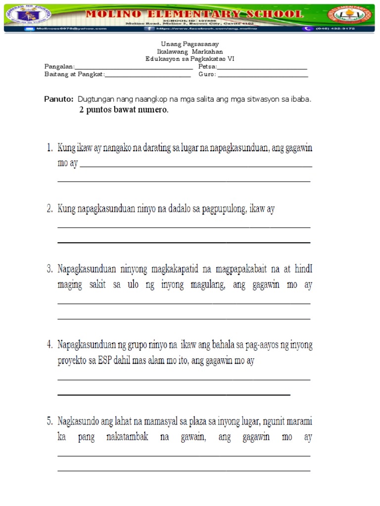 ESP QUIZZES With Answer Key | PDF
