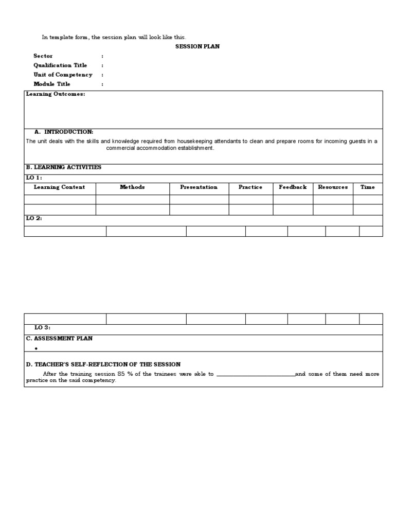 Session Plan Template Form | PDF