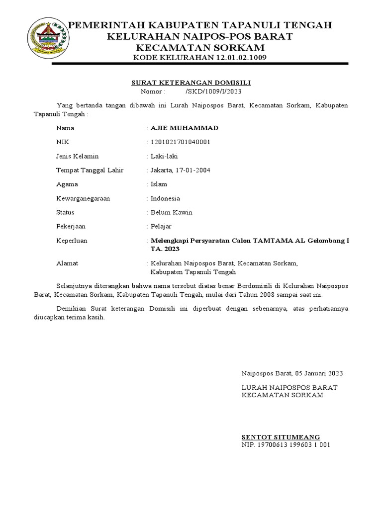 Surat Keterangan Domisili | PDF