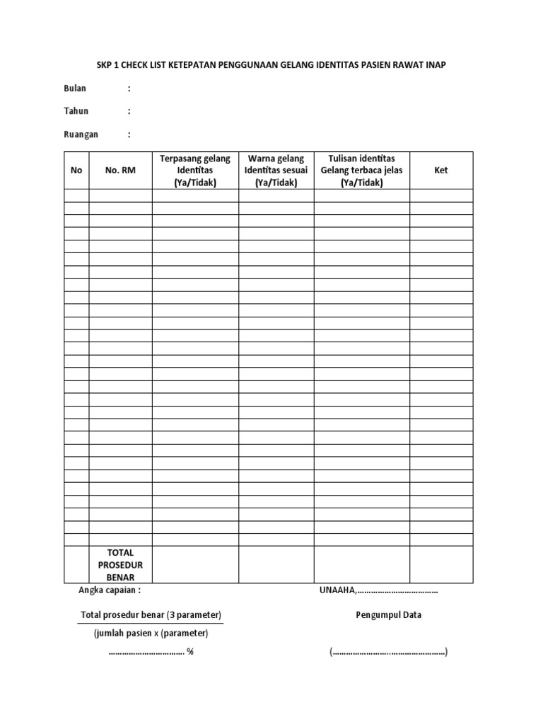 Checklist Kepatuhan Prosedur Keselamatan Pasien | PDF | Komputer ...