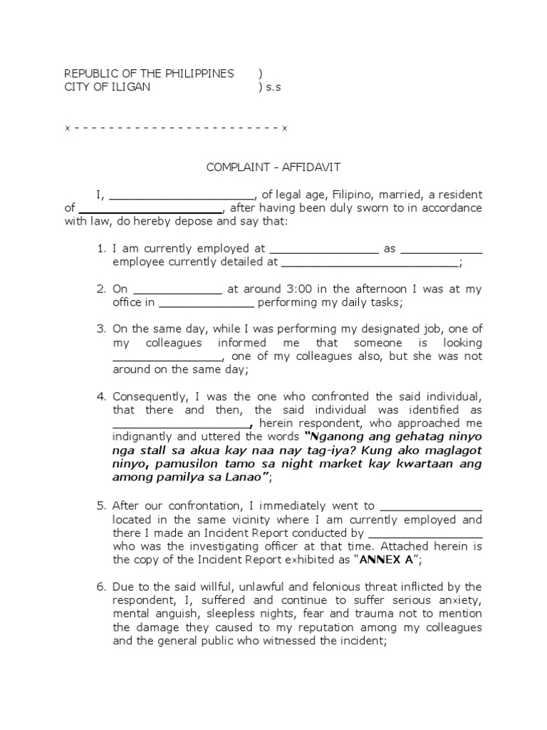 Complaint - Affidavit | Download Free PDF | Affidavit | Common Law