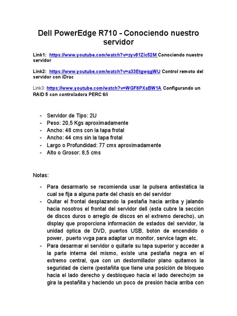 Dell R710: Guía Completa de iDrac y RAID | PDF | Servidor (Computación ...