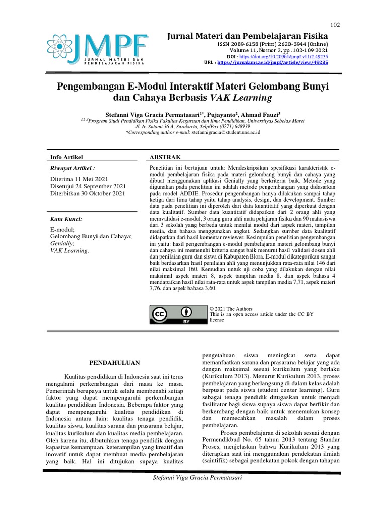 Pengembangan E-Modul Interaktif Materi Gelombang Bunyi | PDF
