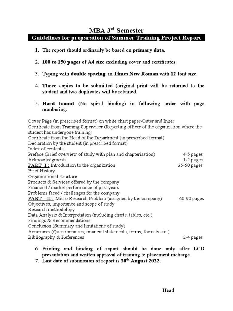 MBA 3rd Semester-Summer Training 2022 | PDF | Master Of Business ...