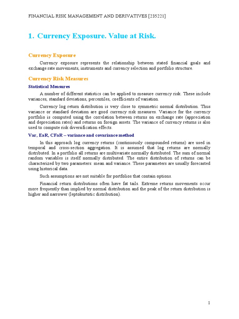 VaR Calculation | PDF | Financial Risk | Hedge (Finance)