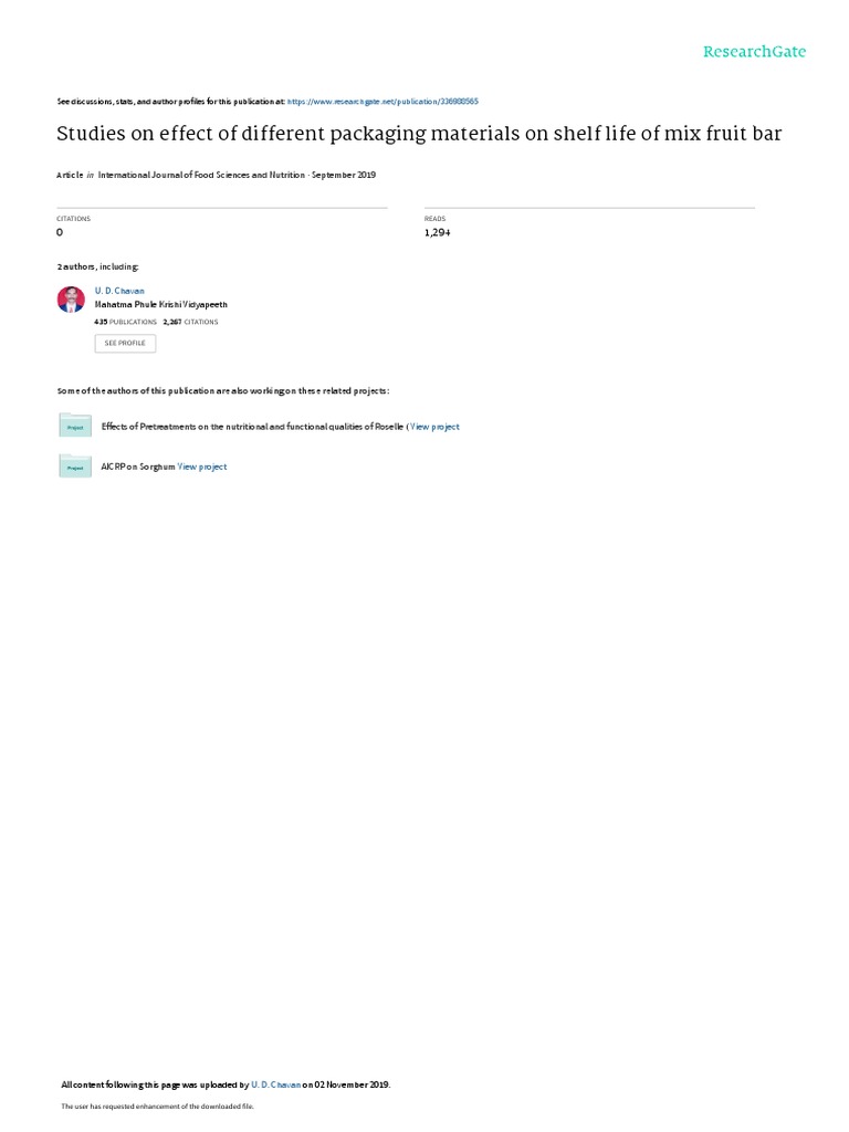 Shelf Life Study of Fruit Bar | PDF | Dried Fruit | Food And Drink