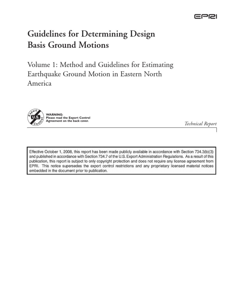 Guidelines For Determining Design Basis Ground Motions v1 | PDF | Exports