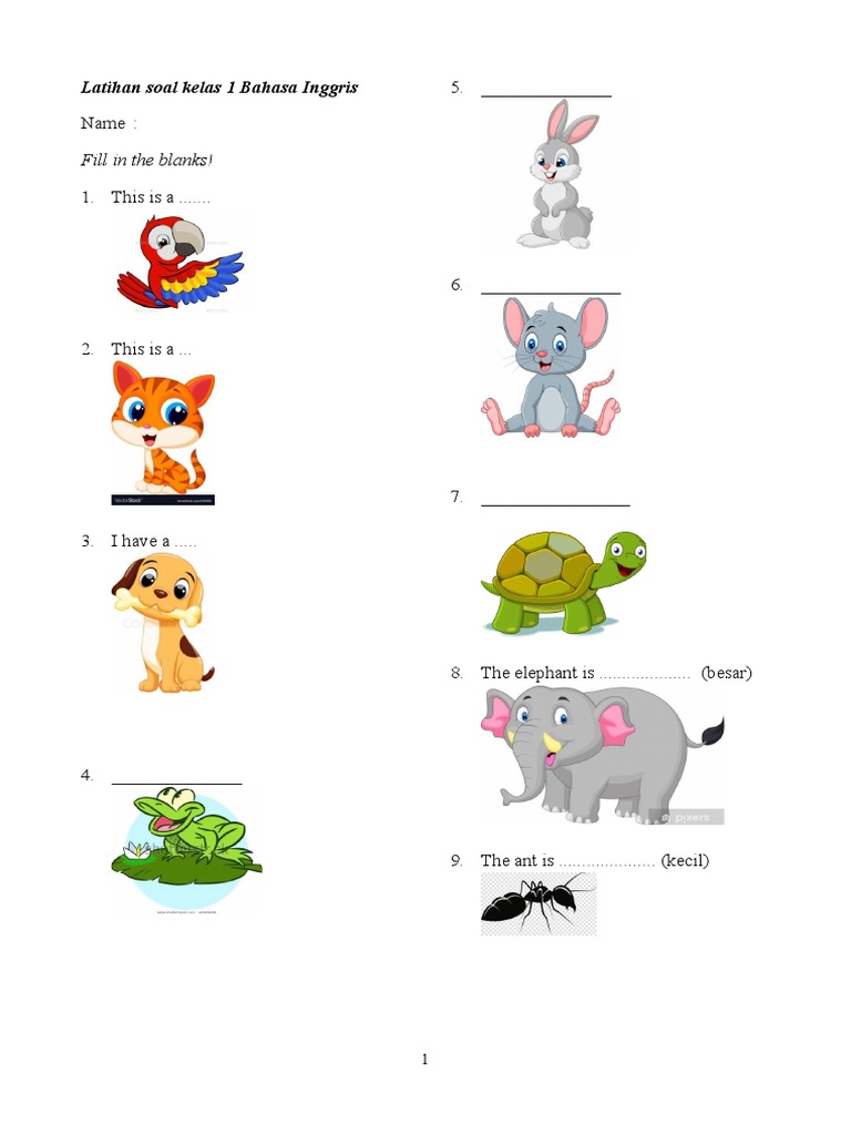 Latihan Soal Kelas 1 Bahasa Inggris Asbc Essay Only Maret 2020 Unit 5-6 | PDF