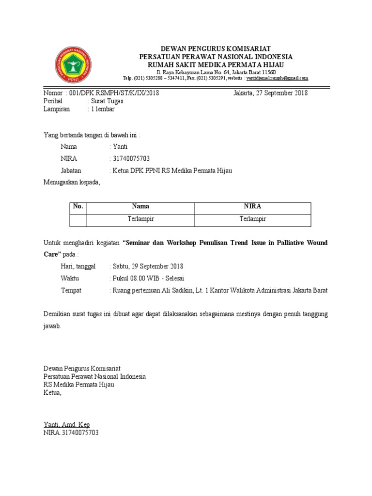 Surat Tugas Ppni | PDF