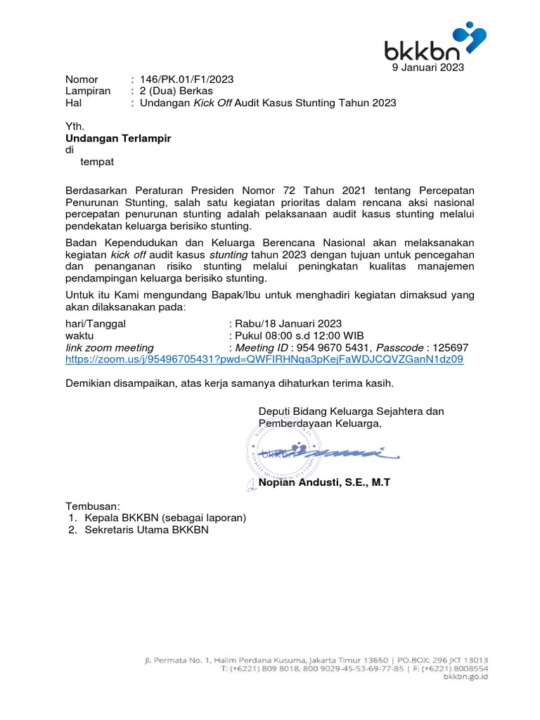Undangan Kick Off Audit Stunting 2023 | PDF