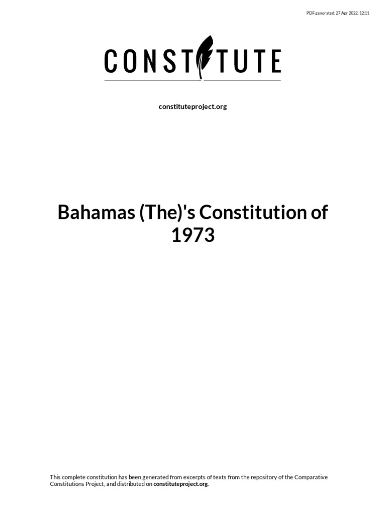 Bahamas Constitution 1973 Overview | PDF | Naturalization | Citizenship