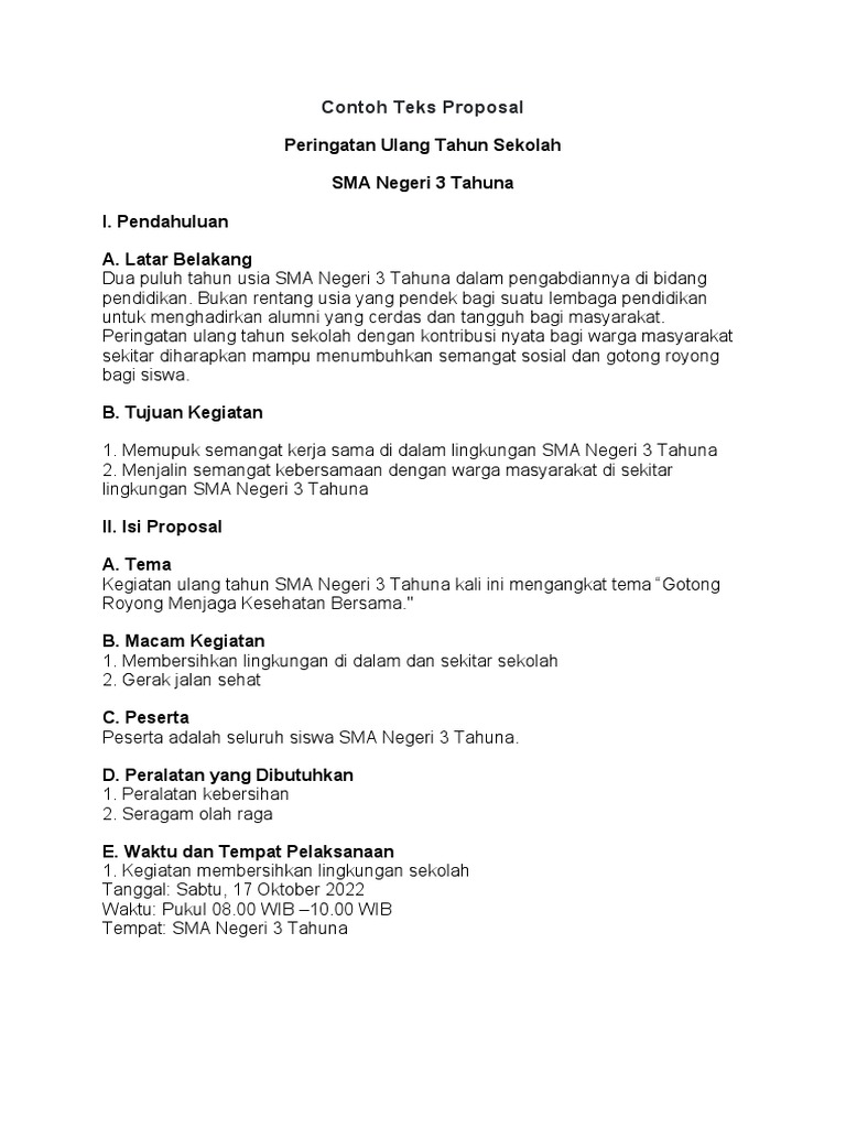 Contoh Teks Proposal KLS XI 2023 | PDF