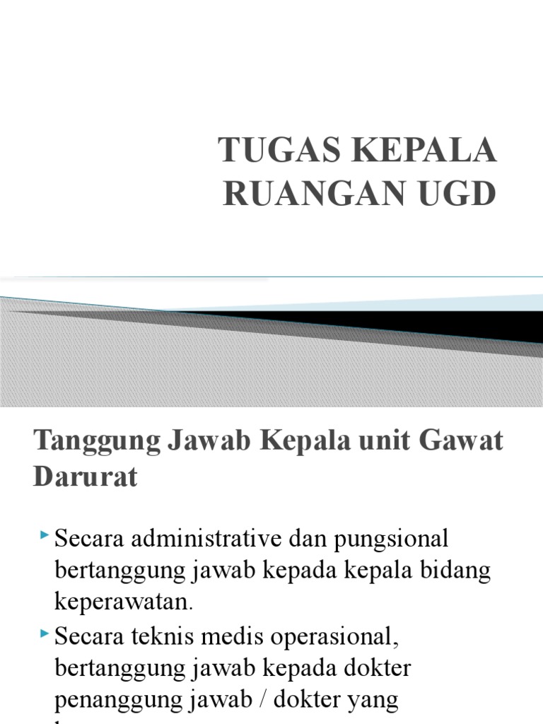 Tugas Kepala Ruang Power Point Ugd | PDF