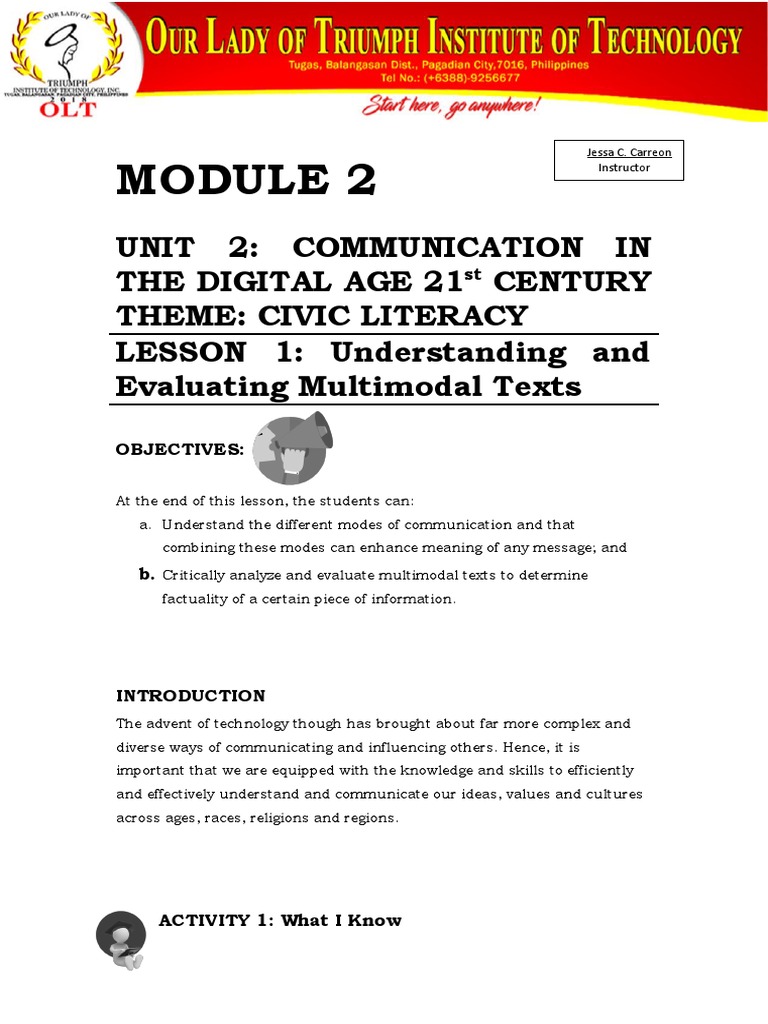 Module2 Purposive Com. | PDF | Communication | Cognition