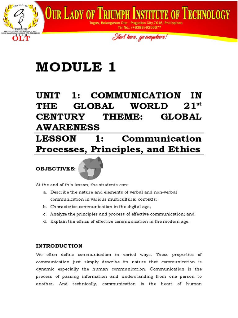 Purposive Com. Module1 | PDF | Communication | Cognitive Science