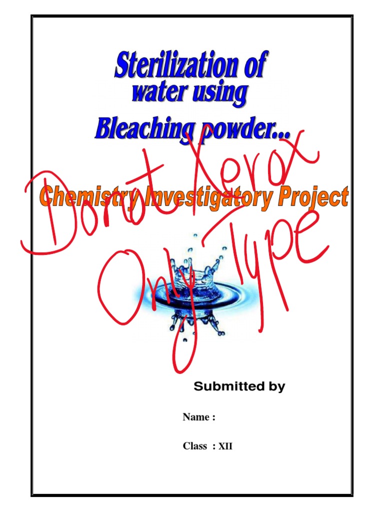 Sterlization of Water Using Bleaching Powder | PDF
