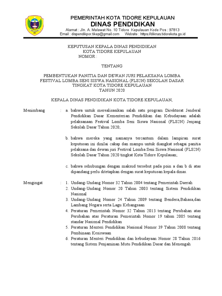 SK Panitia Lomba FLS2N SD-2020 | PDF