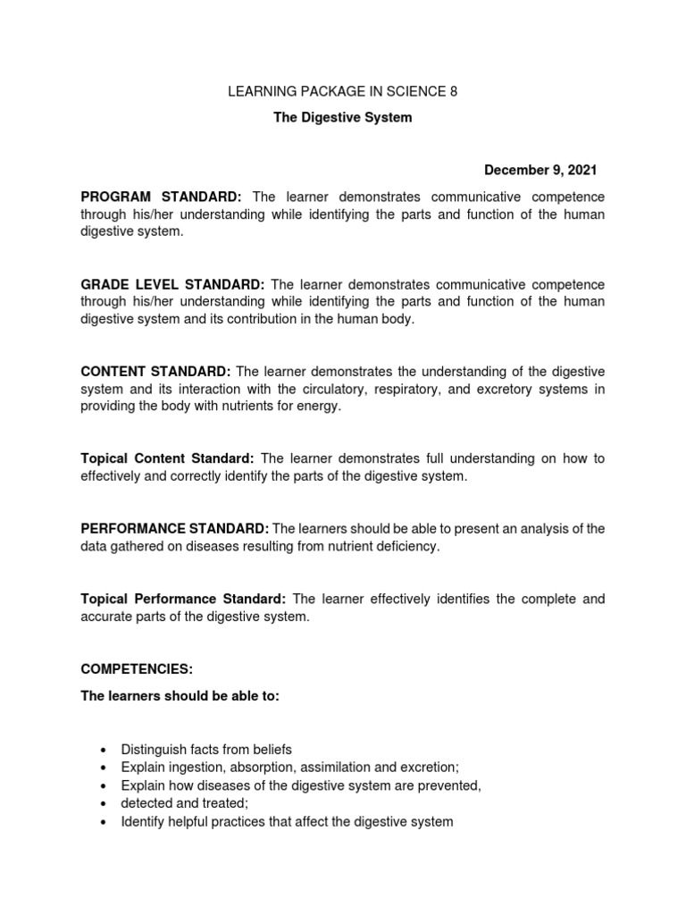 Lesson Plan | PDF | Human Digestive System | Stomach