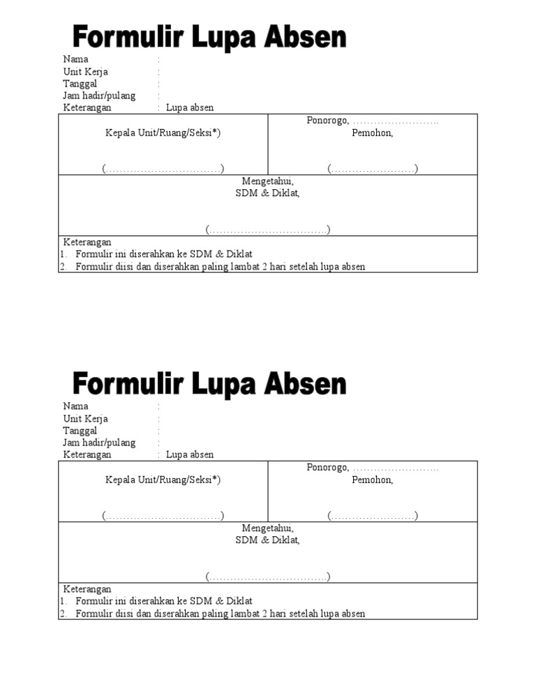Formulir Lupa Absen | PDF