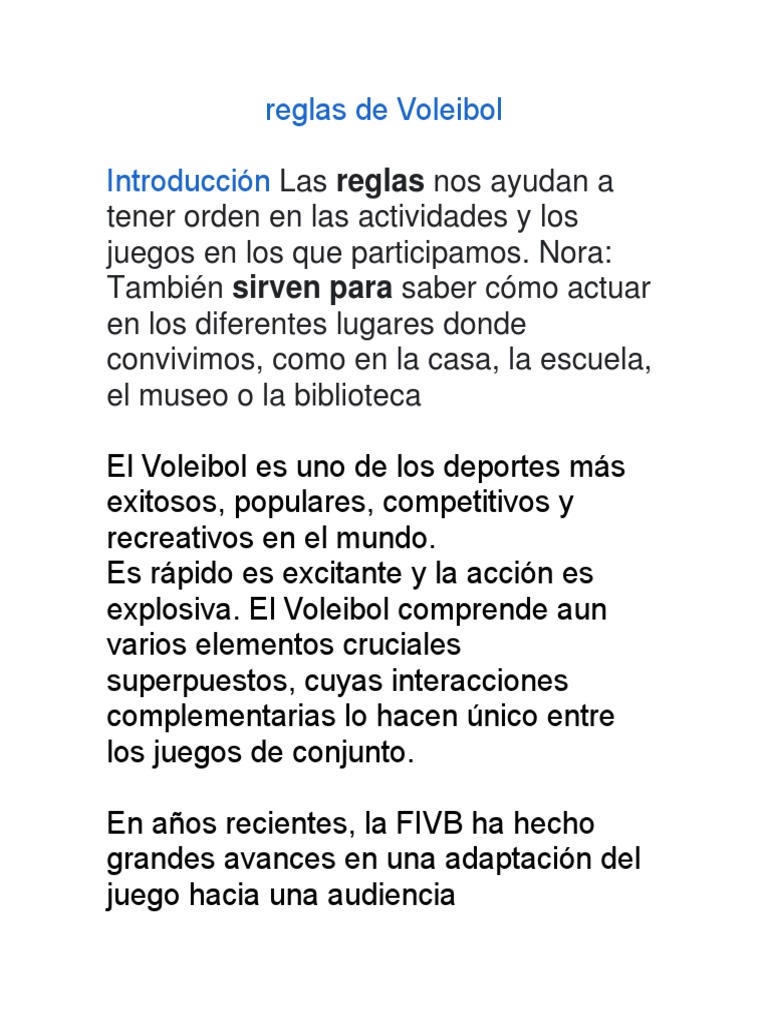 Reglas Oficiales del Voleibol FIVB | PDF | Vóleibol | Ocio