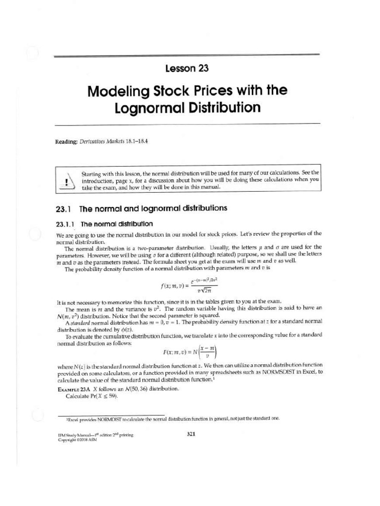 Modeling Stock Prices With The Lognormal Distribution | PDF