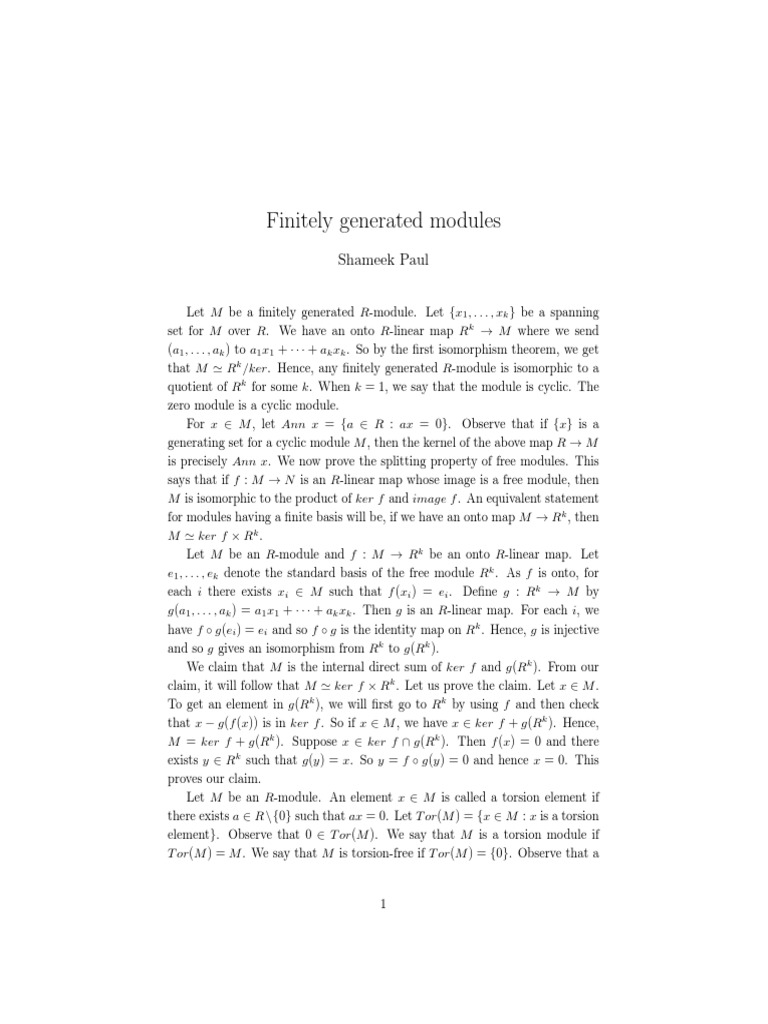 Modules | PDF | Module (Mathematics) | Ring Theory