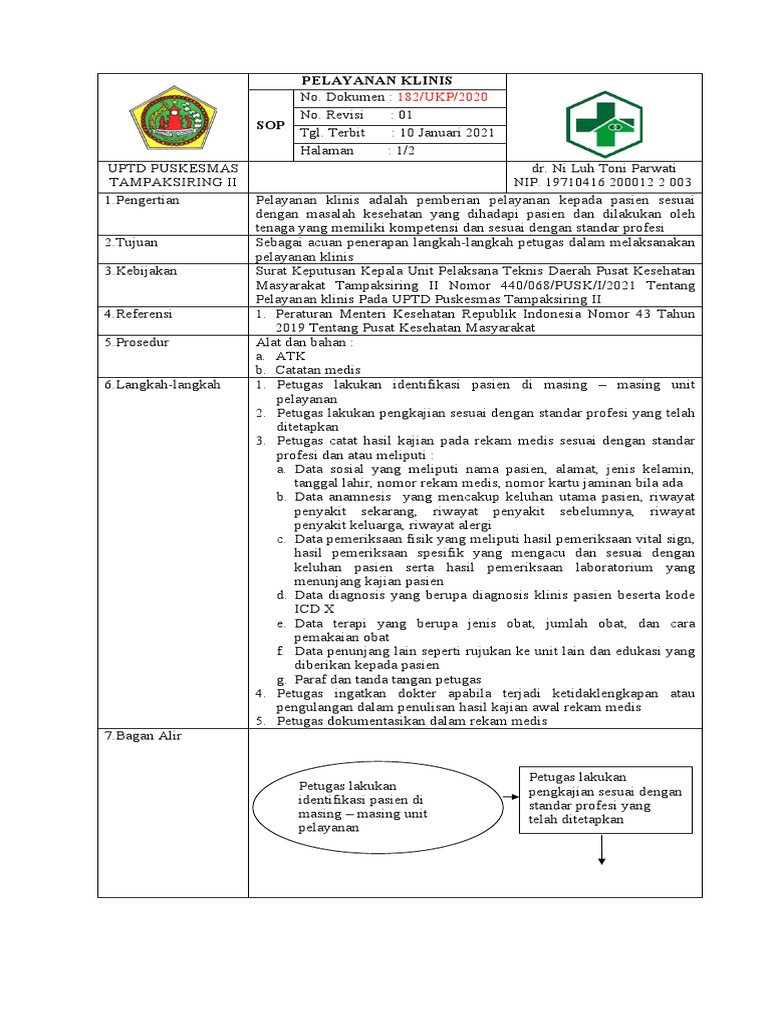 SOP Pelayanan Klinis Puskesmas 2021 | PDF | Pengembangan Diri | Sains & Matematika