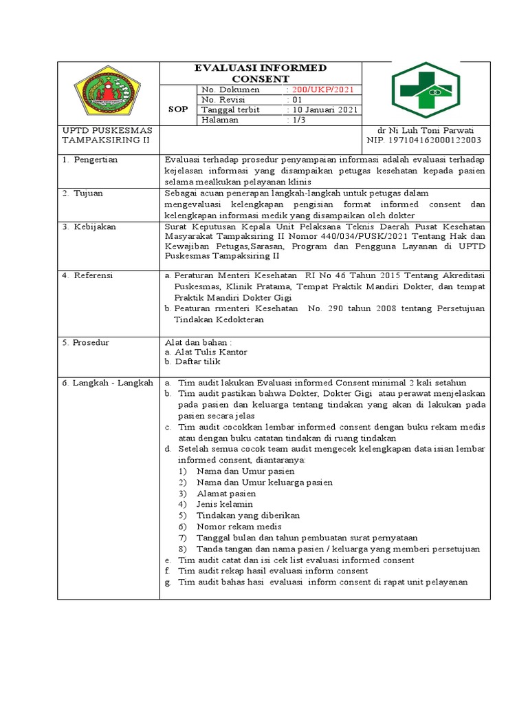 7.4.4.5 Sop Evaluasi Informed Consent | PDF
