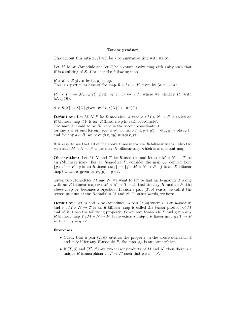 Tensor Product Pdf Module Mathematics Teaching Mathematics