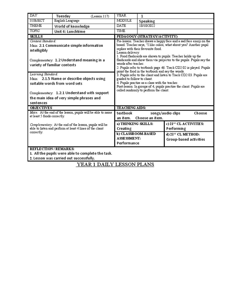 Week 29 Year 1 | PDF | Teachers | Lesson Plan