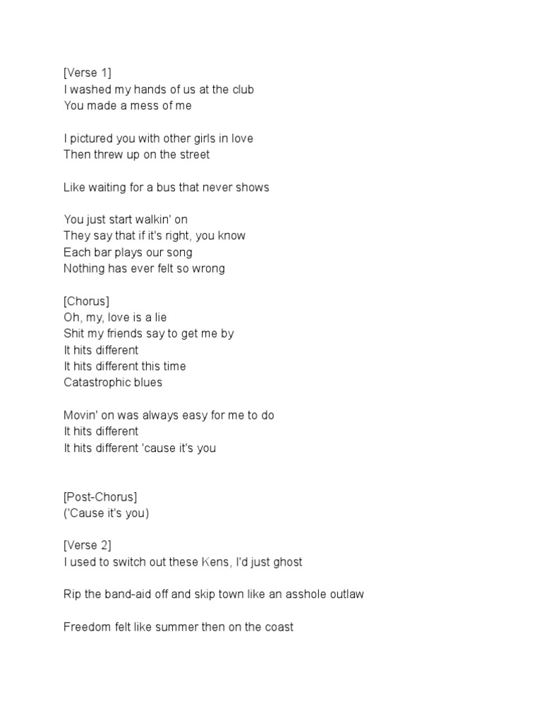 Taylor Swift Hits Different Lyrics | PDF Taylor Swift Hits Different Lyrics | PDF