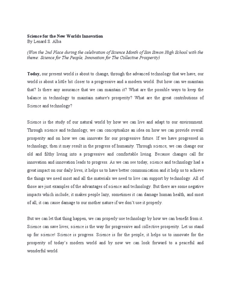Science For The People - Lenard S. Alba (Science Essay) | PDF