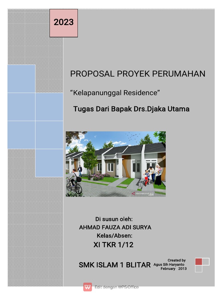 Proposal Proyek Perumahan Kelapanunggal TUGASPROPOSAL2023 | PDF
