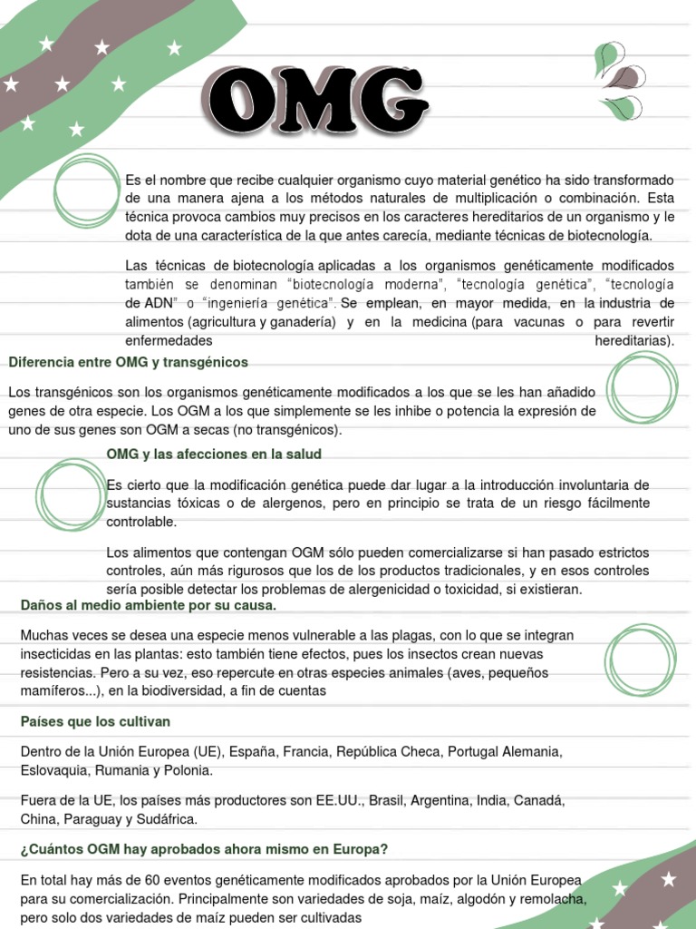 Resomen de OMG | PDF | Organismo genéticamente modificado | Biotecnología