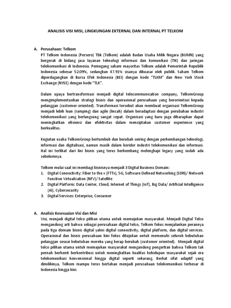 Visi dan Misi PT Telkom Indonesia | PDF | Komputer