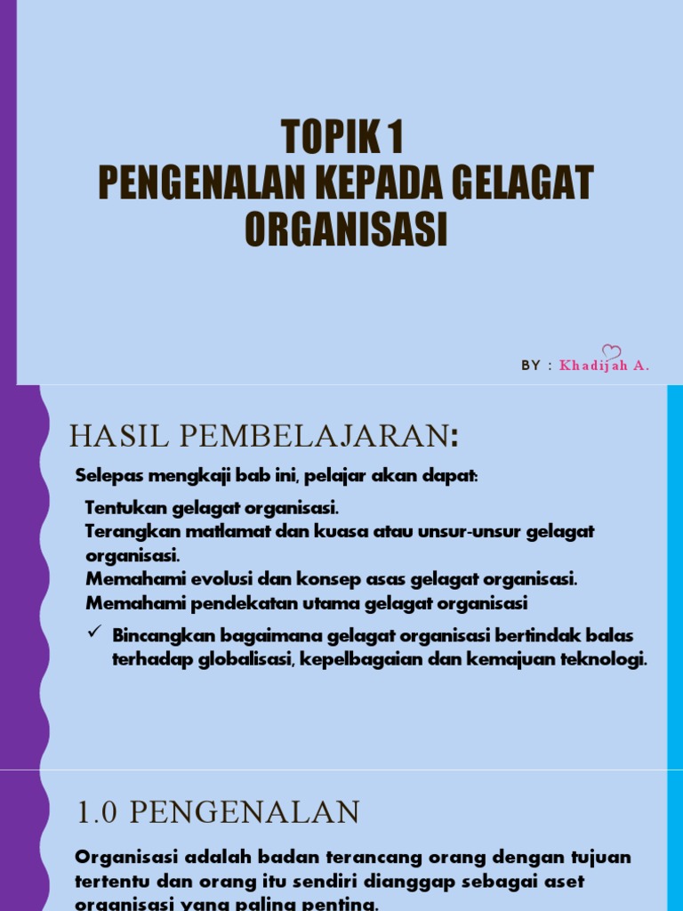 Topik 1 Pengenalan Kepada Gelagat Organisasi | PDF