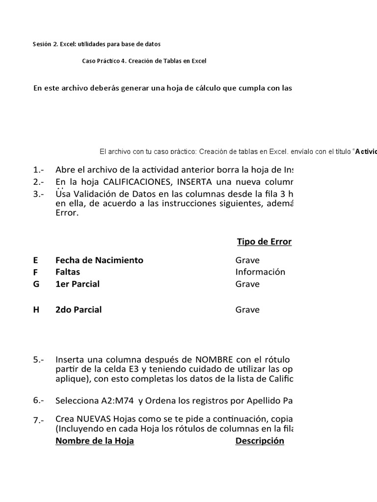Caso Practico 4S2 Creacion de Tablas en Excel | PDF | Microsoft Excel | Informática