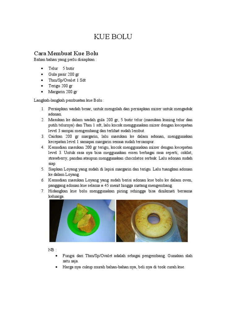 Cara Membuat KUE BOLU | PDF