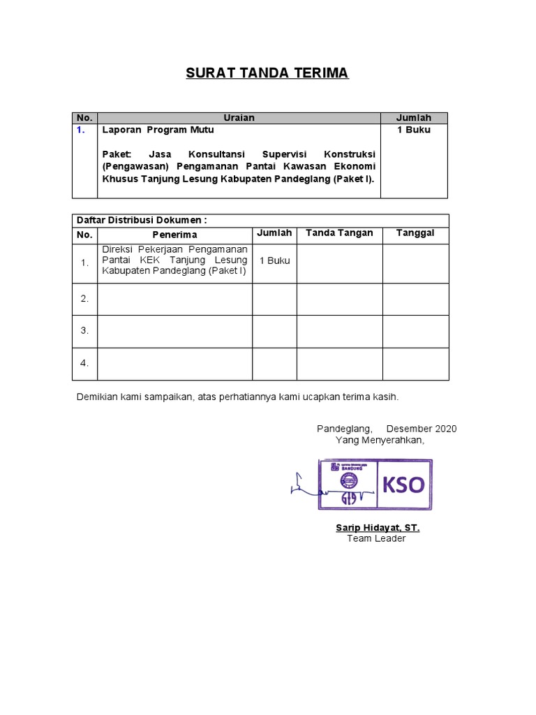 Surat Tanda Terima | PDF