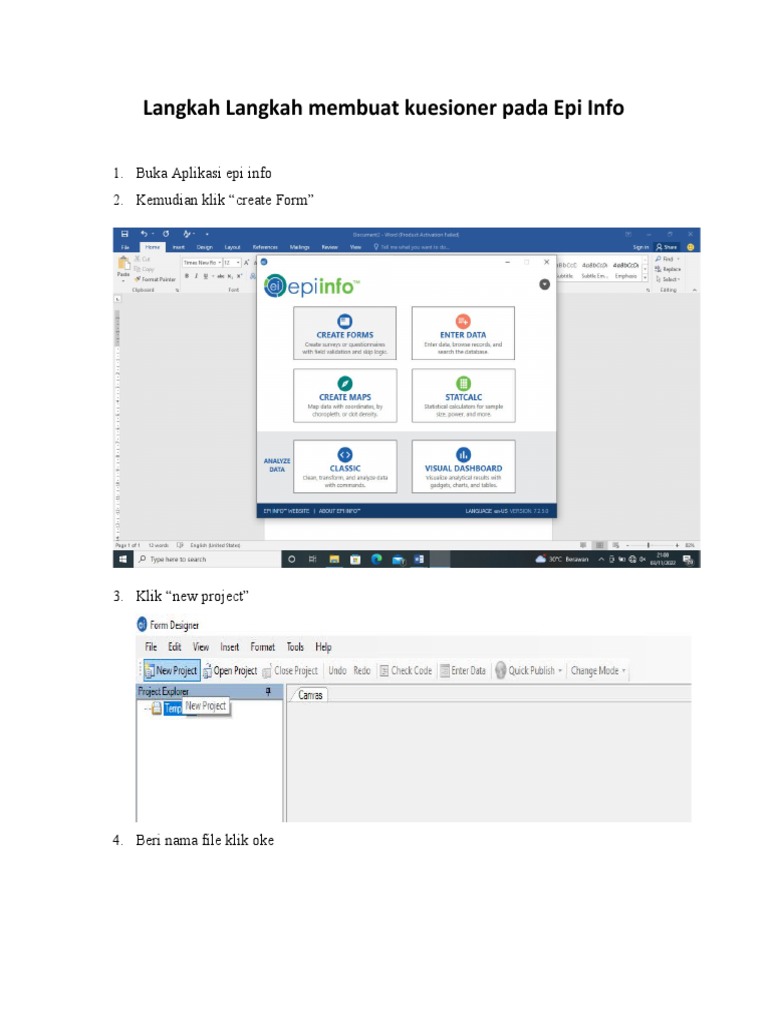 Langkah Langkah Membuat Kuesioner Pada Epi Info | PDF
